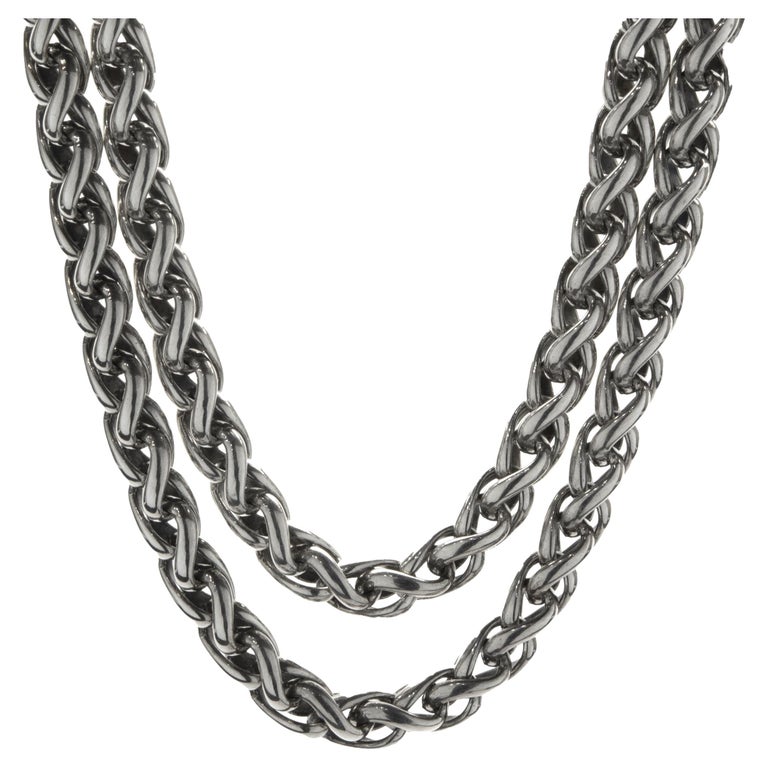 David Yurman Sterling Silver and 14k Yellow Gold Double Wheat Chain W ...