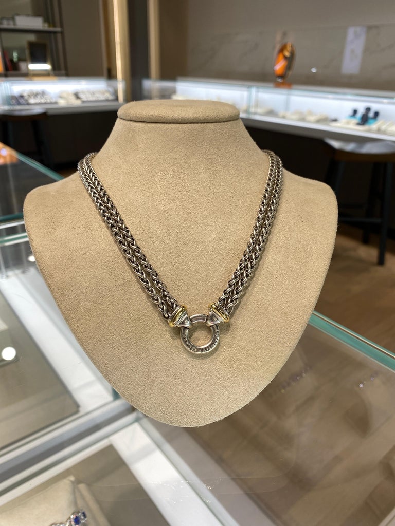 David Yurman Sterling Silver and 18 Karat Yellow Gold Double Wheat ...