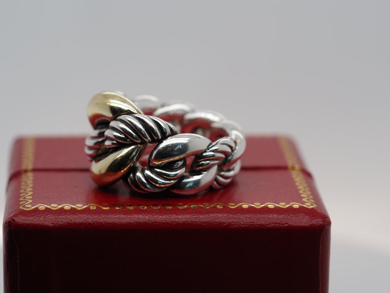 David Yurman Sterling Silver 18k Gold Belmont Curb Link Ring For Sale ...