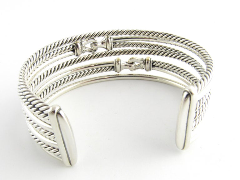 David Yurman Sterling Silver 18 Karat Gold Buckle Crossover Cuff ...