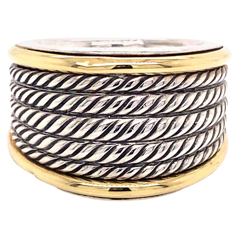 David Yurman Sterling Silver and 18kt Yellow Gold Origami Wide Cable ...