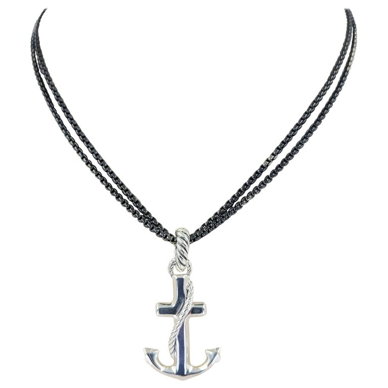 David Yurman Sterling Silver Anchor Necklace at 1stDibs