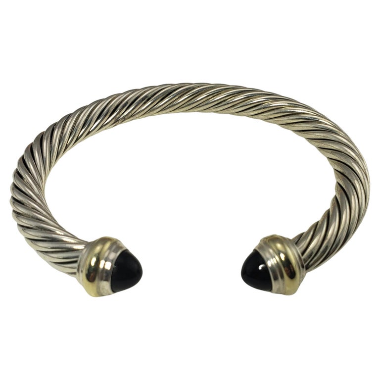 David Yurman Sterling Silver and 14 Karat Yellow Gold Onyx Cuff ...