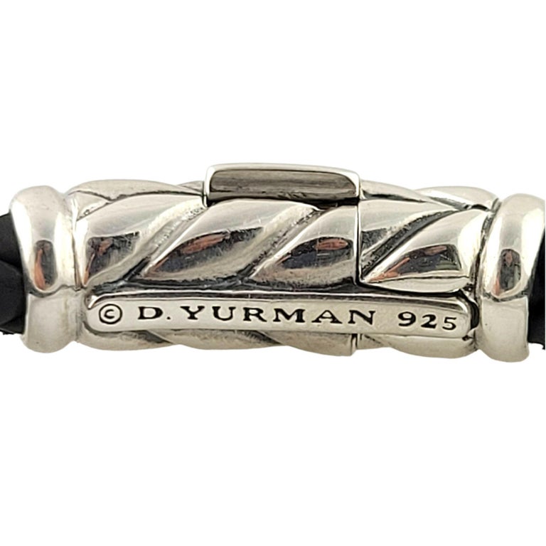 David Yurman Sterling Silver Black Braided Leather Bracelet For Sale at ...