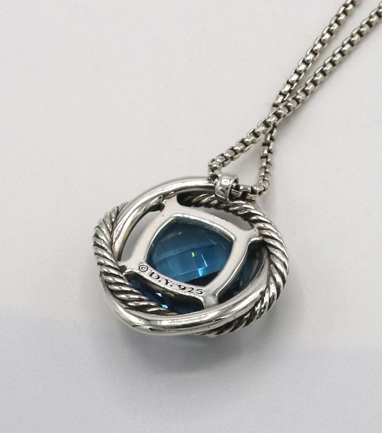 David Yurman Sterling Silver Blue Topaz Cable Infinity Pendant Necklace ...
