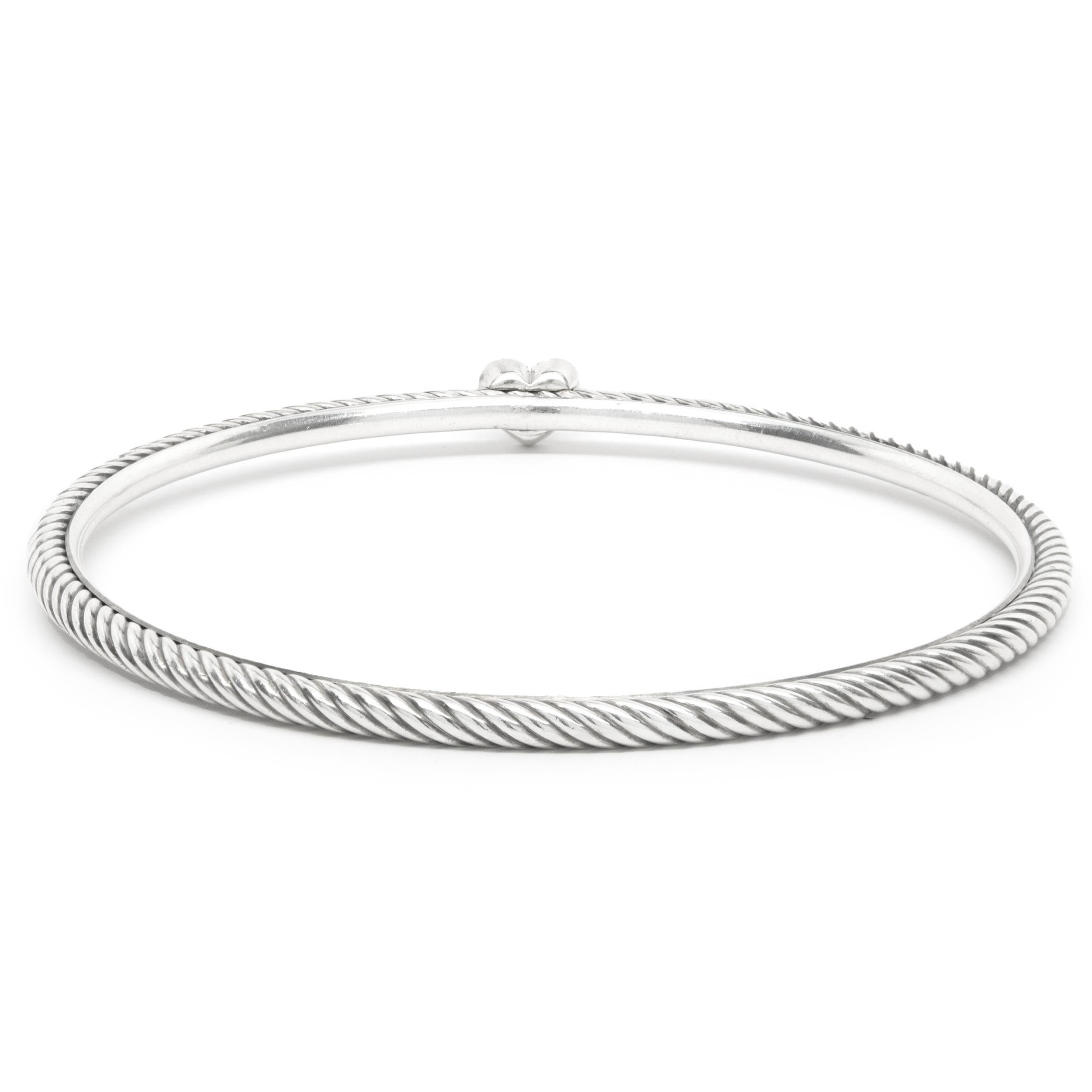 David Yurman Sterling Silver Cable Bangle Bracelet with Pave Diamond ...