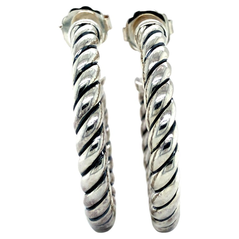 David Yurman Sterling Silver Cable Classics Hoop Earrings at 1stDibs