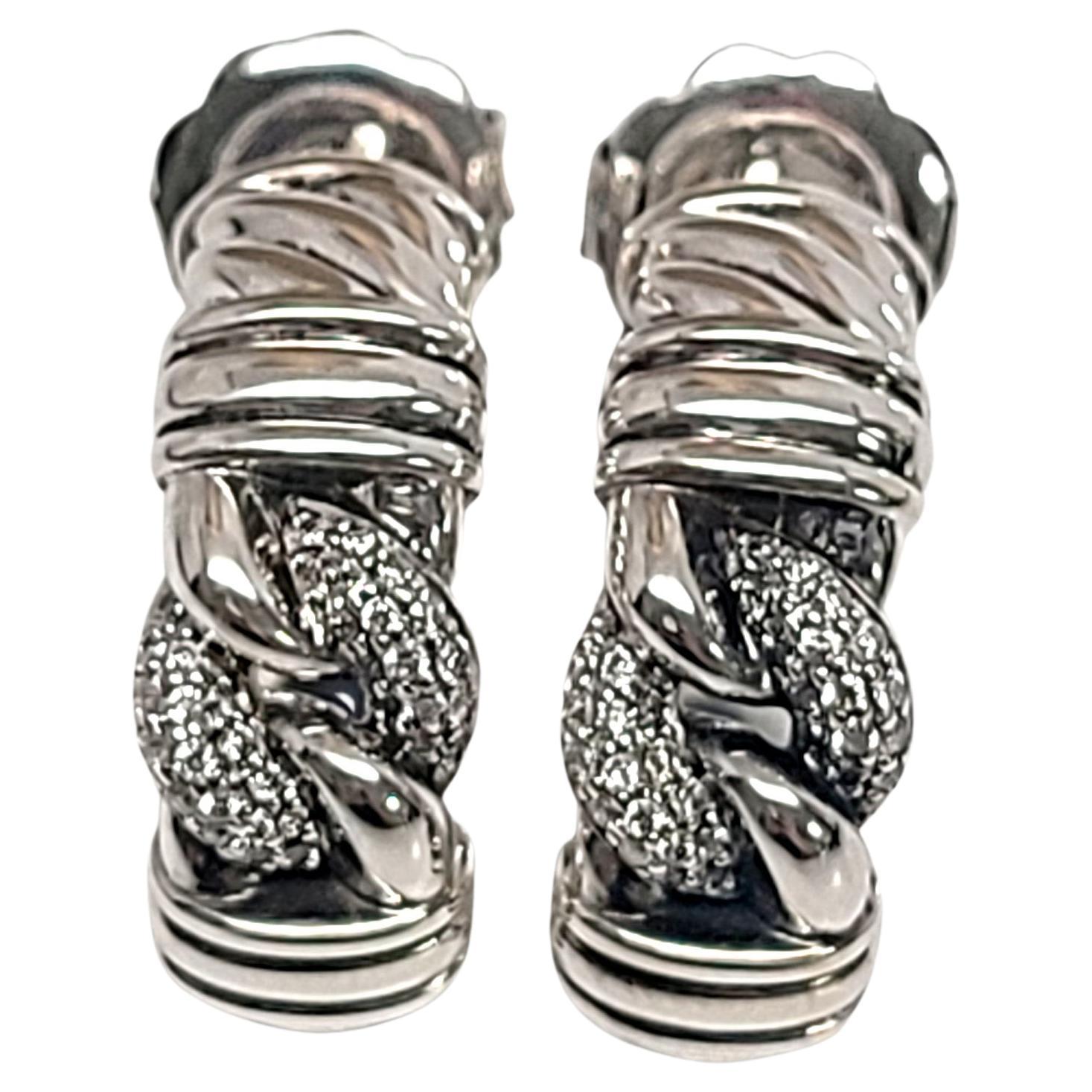 David Yurman Sterling Silver and Gold Studs Earring with Diamond ...