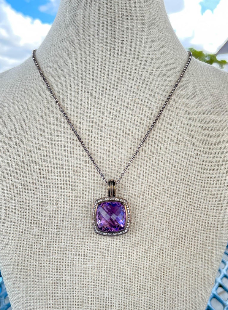 David Yurman Sterling Silver Lavender Amethyst and Diamond Necklace For ...