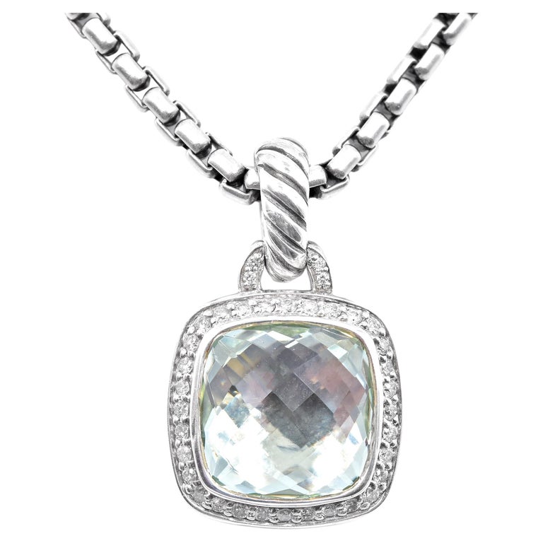 David Yurman Sterling Silver Peridot and Diamond Albion Necklace at 1stDibs