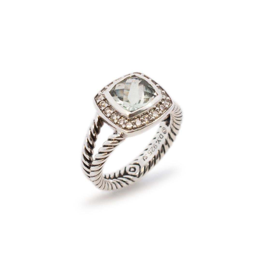 David Yurman Sterling Silver Prasiolite and Diamonds Petite Albion Ring ...
