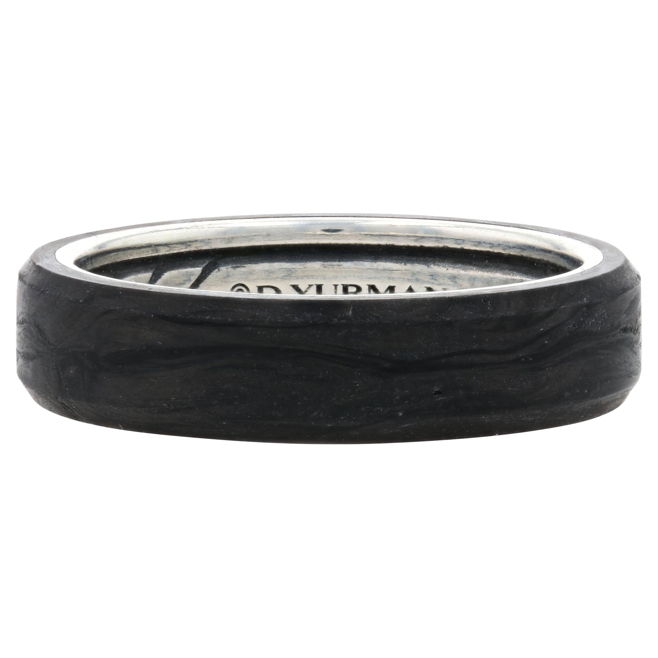 David Yurman Torqued Faceted Forged Carbon Band, 18 Karat Yellow Gold ...