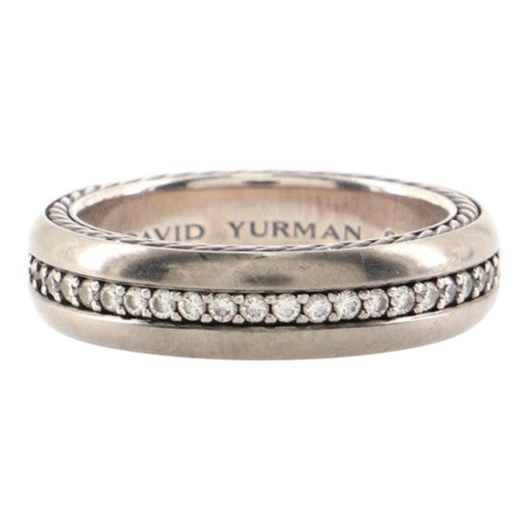 David Yurman Streamline Pave 1 Row Band Ring Sterling Silver and ...