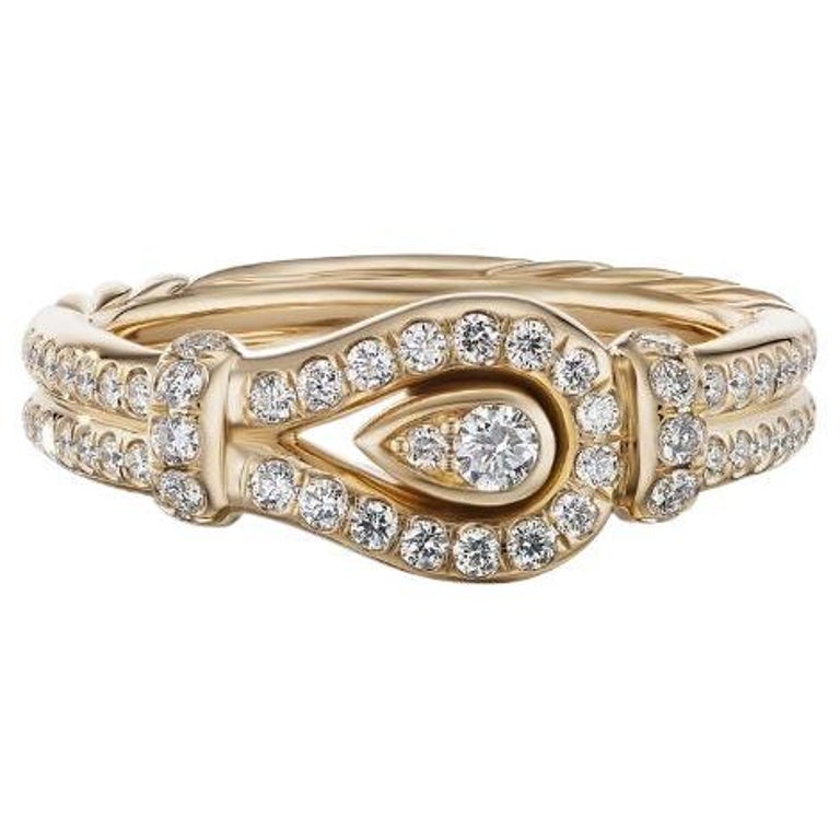 David Yurman Thoroughbred Loop Ring in 18K Yellow Gold with Full Pavé ...