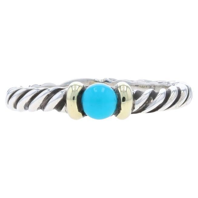 David Yurman Turquoise Solitaire Ring Sterling 925 YellowGold 14k Cable ...