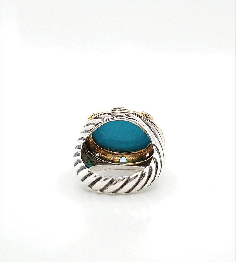 David Yurman Turquoise Zircon Diamond Ring For Sale at 1stdibs