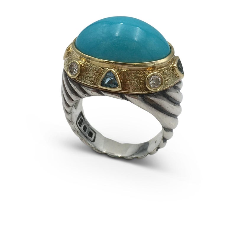 David Yurman Turquoise Zircon Diamond Ring at 1stDibs | david yurman ...