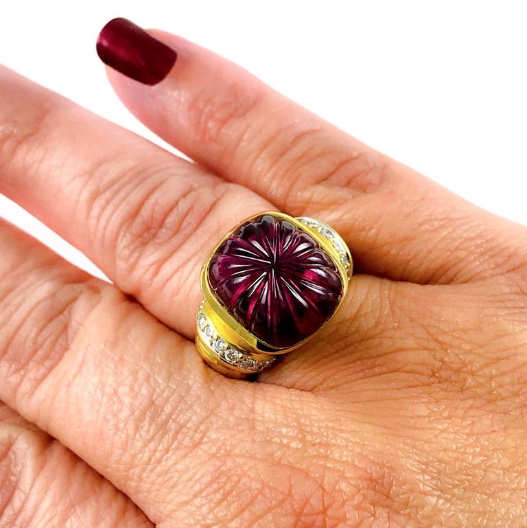 David Yurman Purple Fantasy Cut Amethyst Diamond Ring For Sale at 1stdibs