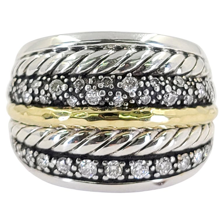 David Yurman Two Tone Midnight Melange Diamond Ring For Sale at 1stDibs