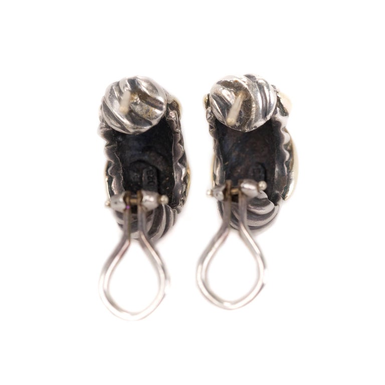 David Yurman Two-Tone Sterling Silver, 14k Yellow Gold Cable Clip On ...