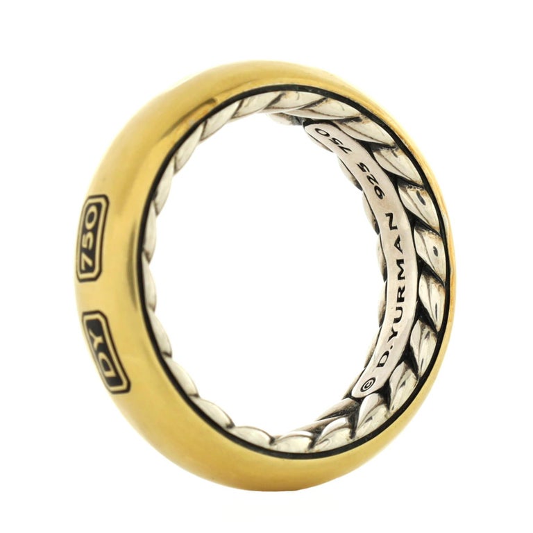 David Yurman Wedding Band Ring 18k Yellow Gold and Sterling Silver For ...