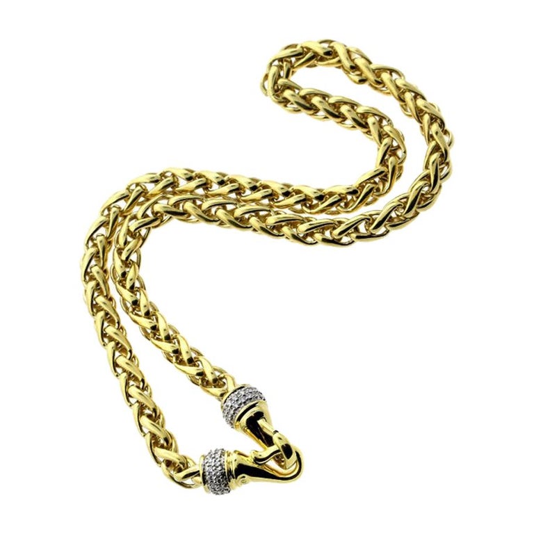David Yurman Wheat Gold Chain with Diamonds at 1stDibs