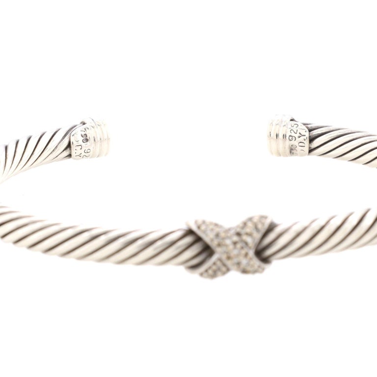 David Yurman X Cable Bracelet Sterling Silver and 18k White Gold with ...