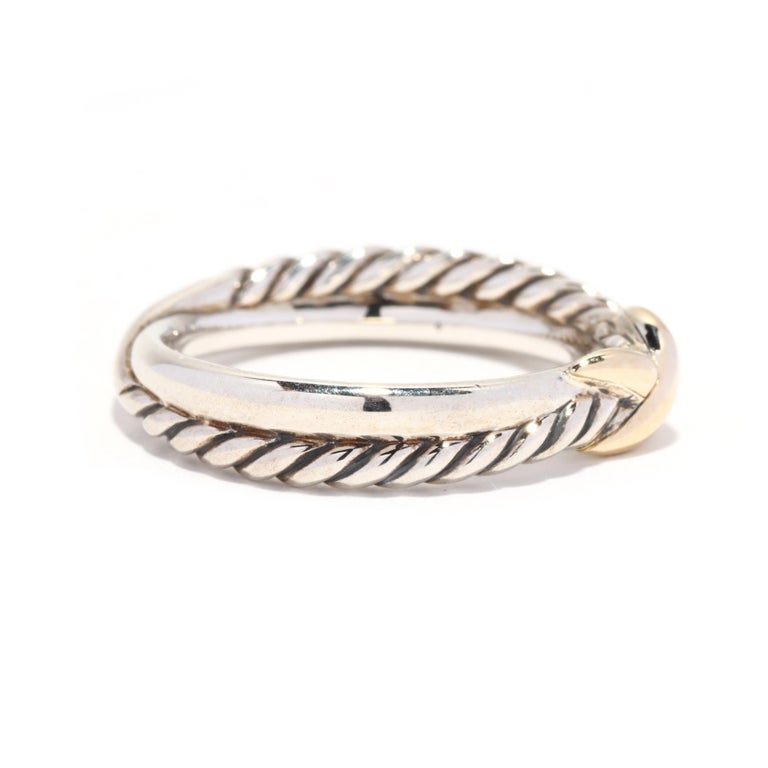 David Yurman X Crossover Band, 18K Yellow Gold Sterling Silver, Ring at ...
