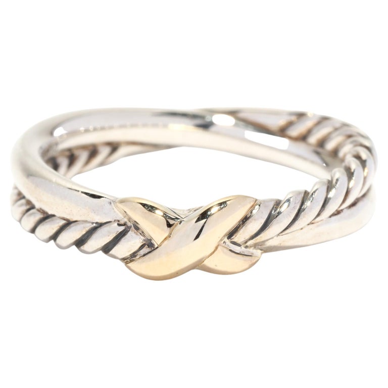David Yurman X Crossover Band, 18K Yellow Gold Sterling Silver, Ring at ...