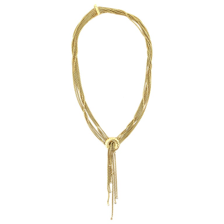 David Yurman Multi Strand Lariat Necklace in 18K Gold For Sale at ...