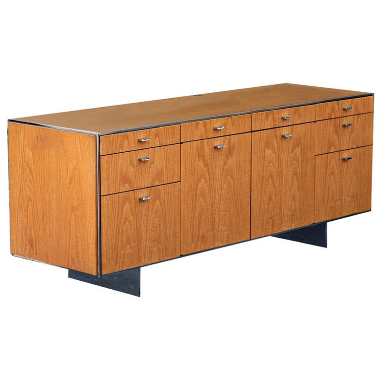 65 Davis Allen Oak Stainless Credenza For Sale at 1stDibs
