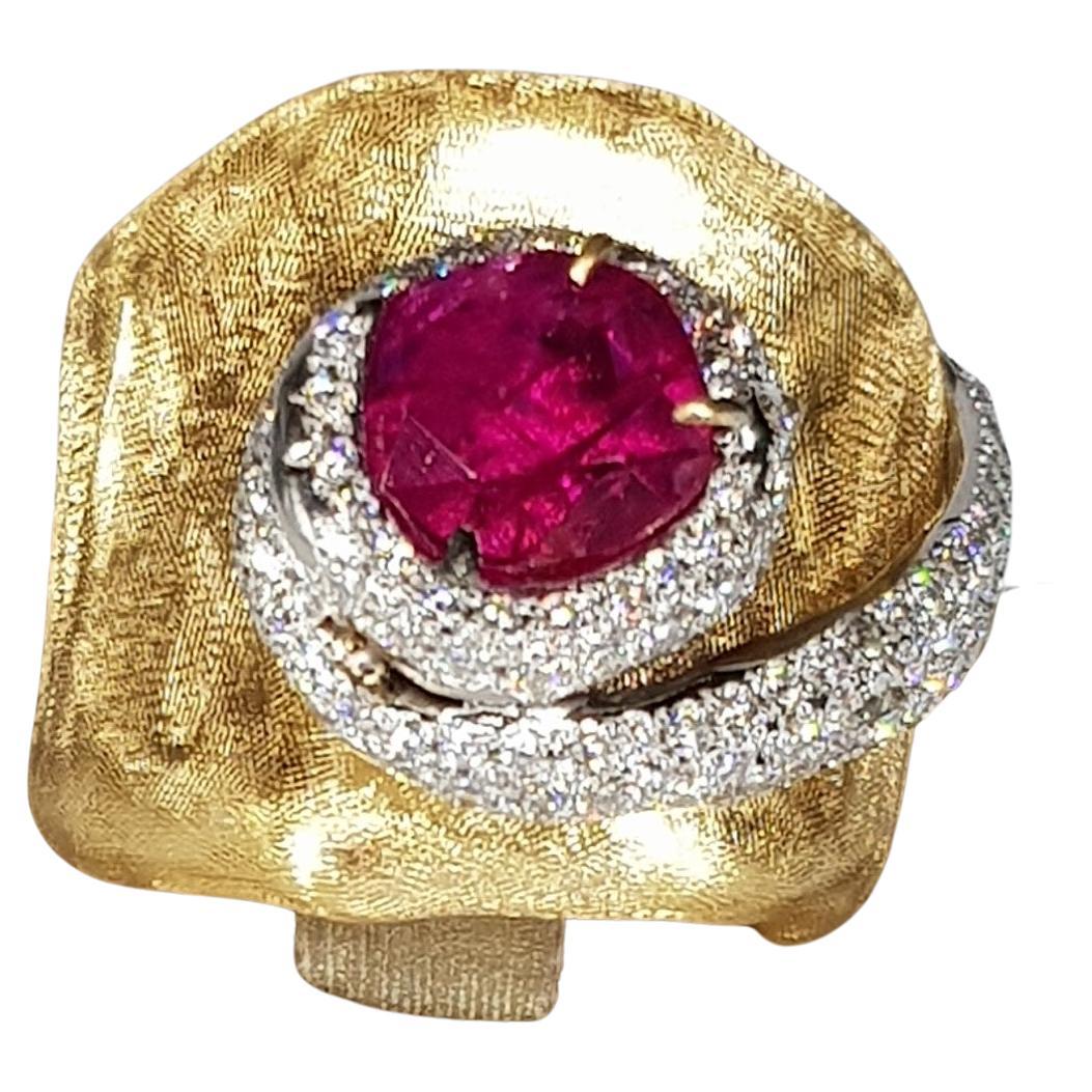d'Avossa Ring, Yellow, White Gold, White Diamonds and Imperial Topaz ...