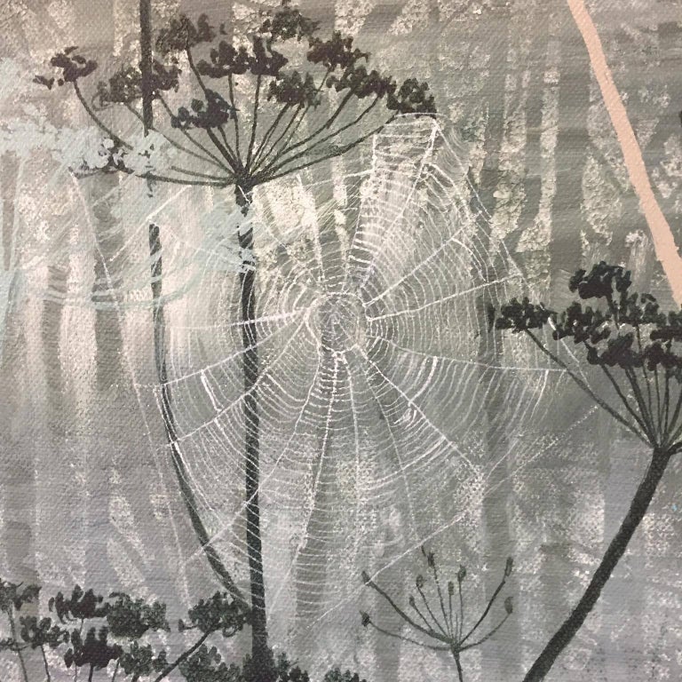 Dawn Stacey - Birds Flying High, painting of a landscape , monotone ...