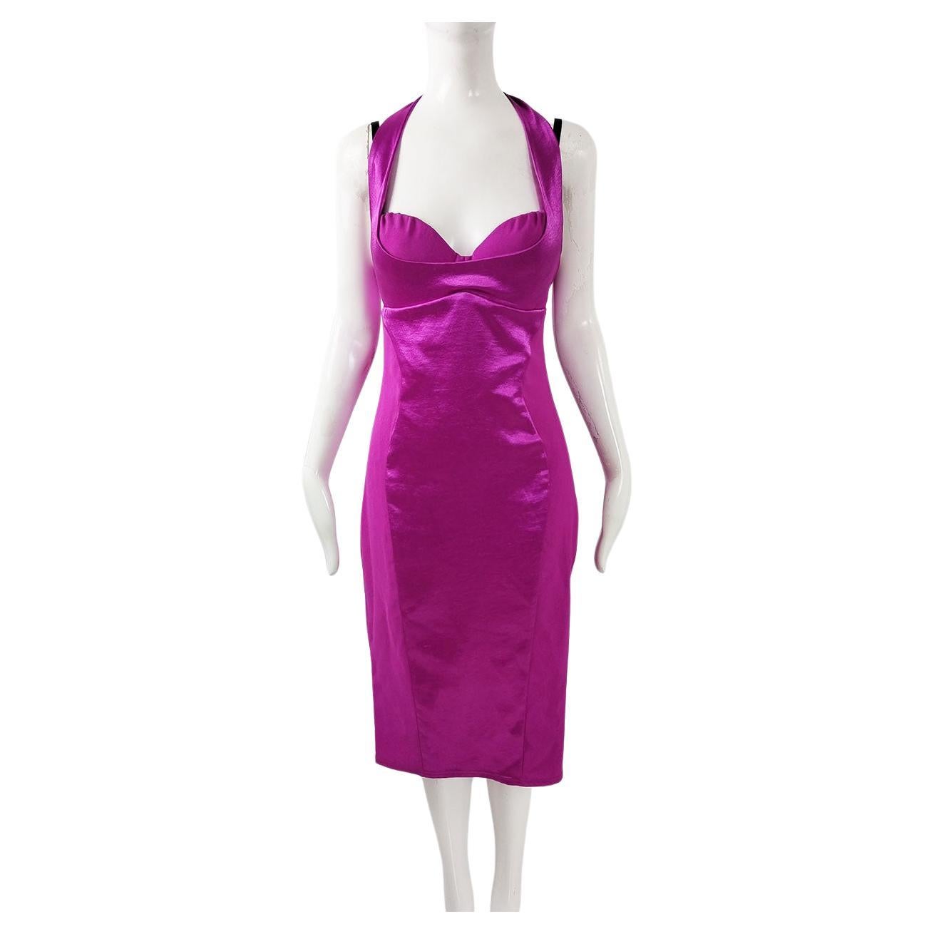 Dawn Stretton of England Vintage Sexy y2k Fuschia Satin Party Cocktail ...