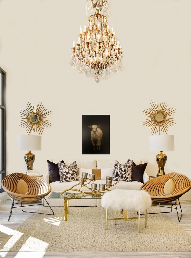 Dawne Raulet - Bovine Belle, Contemporary Vertical Mixed Media on Board ...