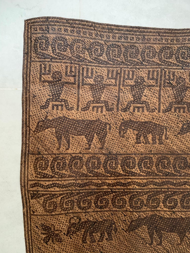Dayak Tribe Mat with Spiral, Animal and Human Tribal Motifs, Borneo ...