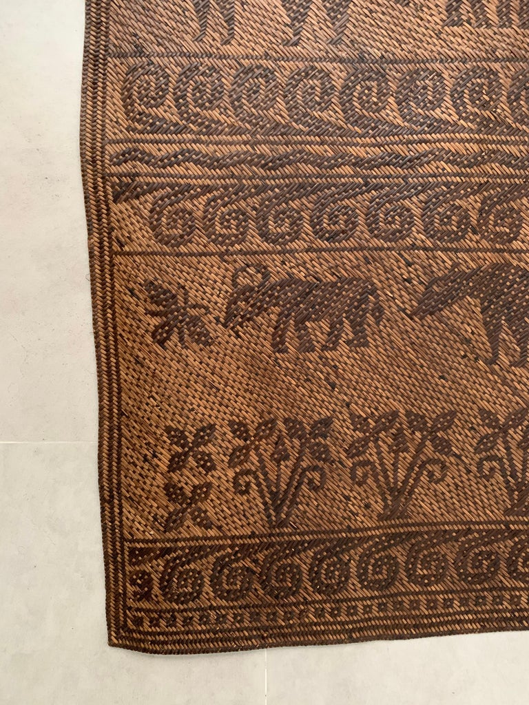 Dayak Tribe Mat with Spiral, Animal and Human Tribal Motifs, Borneo ...