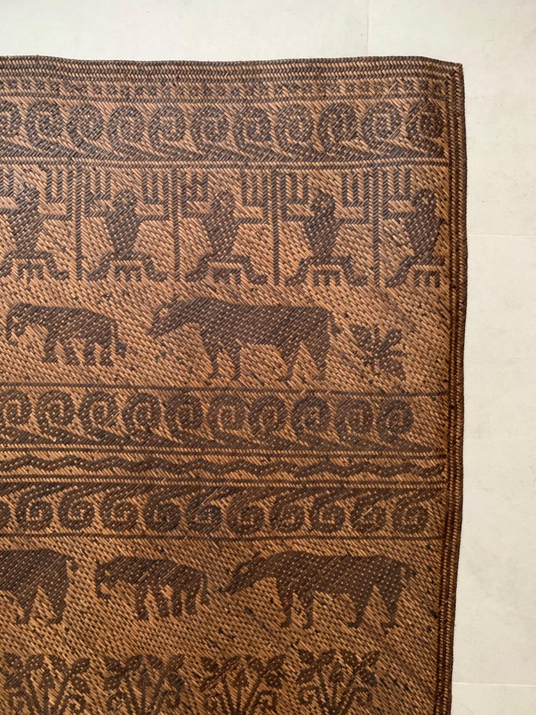 Dayak Tribe Mat with Spiral, Animal and Human Tribal Motifs, Borneo ...