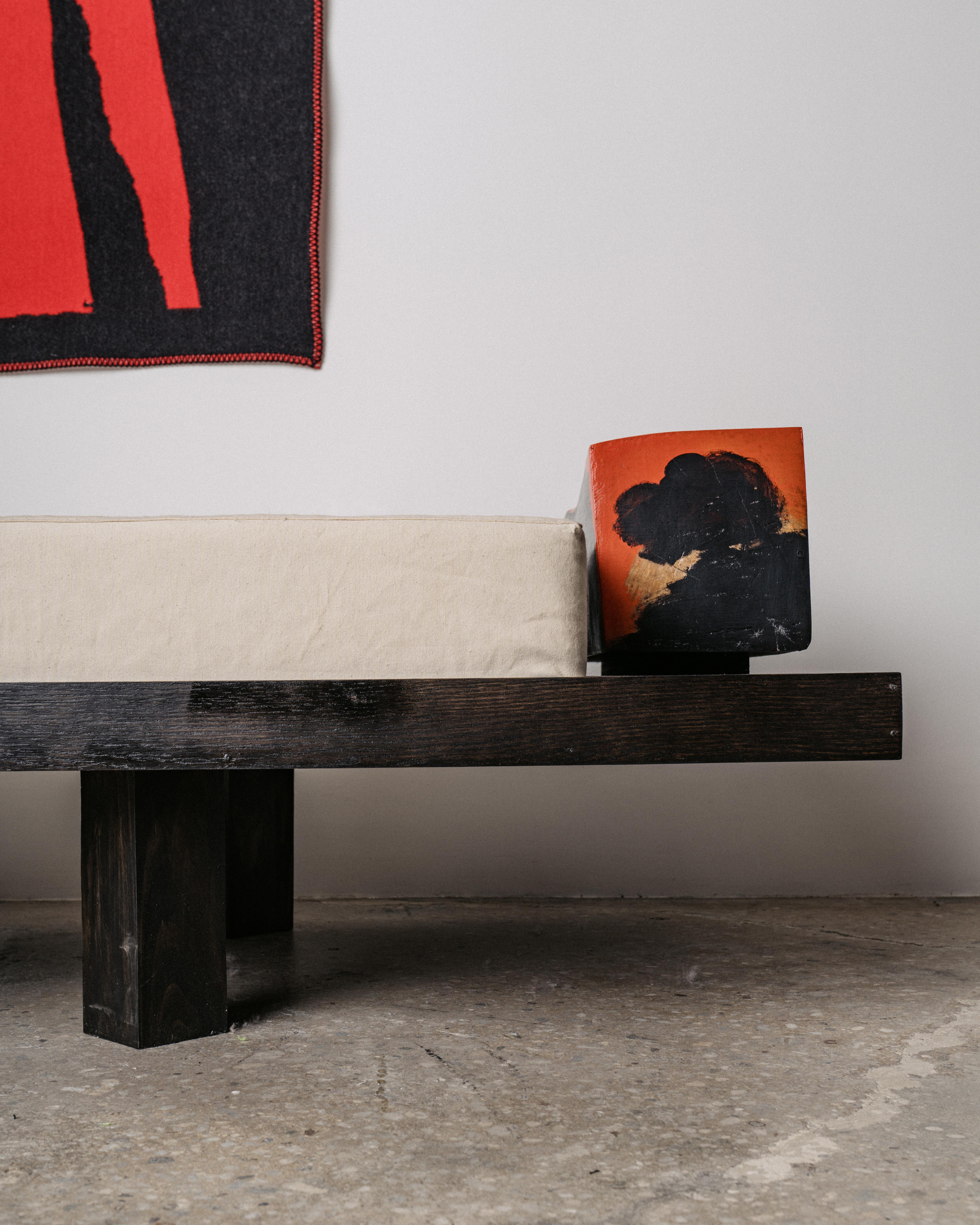 Daybed Crafted From Oak and Reclaimed Pine Upholstered in Japanese ...