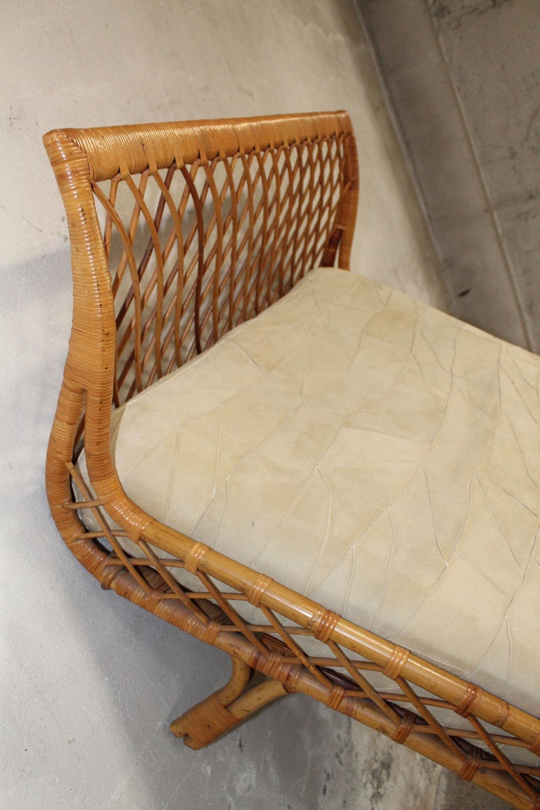 Daybed Rattan and Velvet Calf in the Spirit of Jean Royere at 1stDibs ...