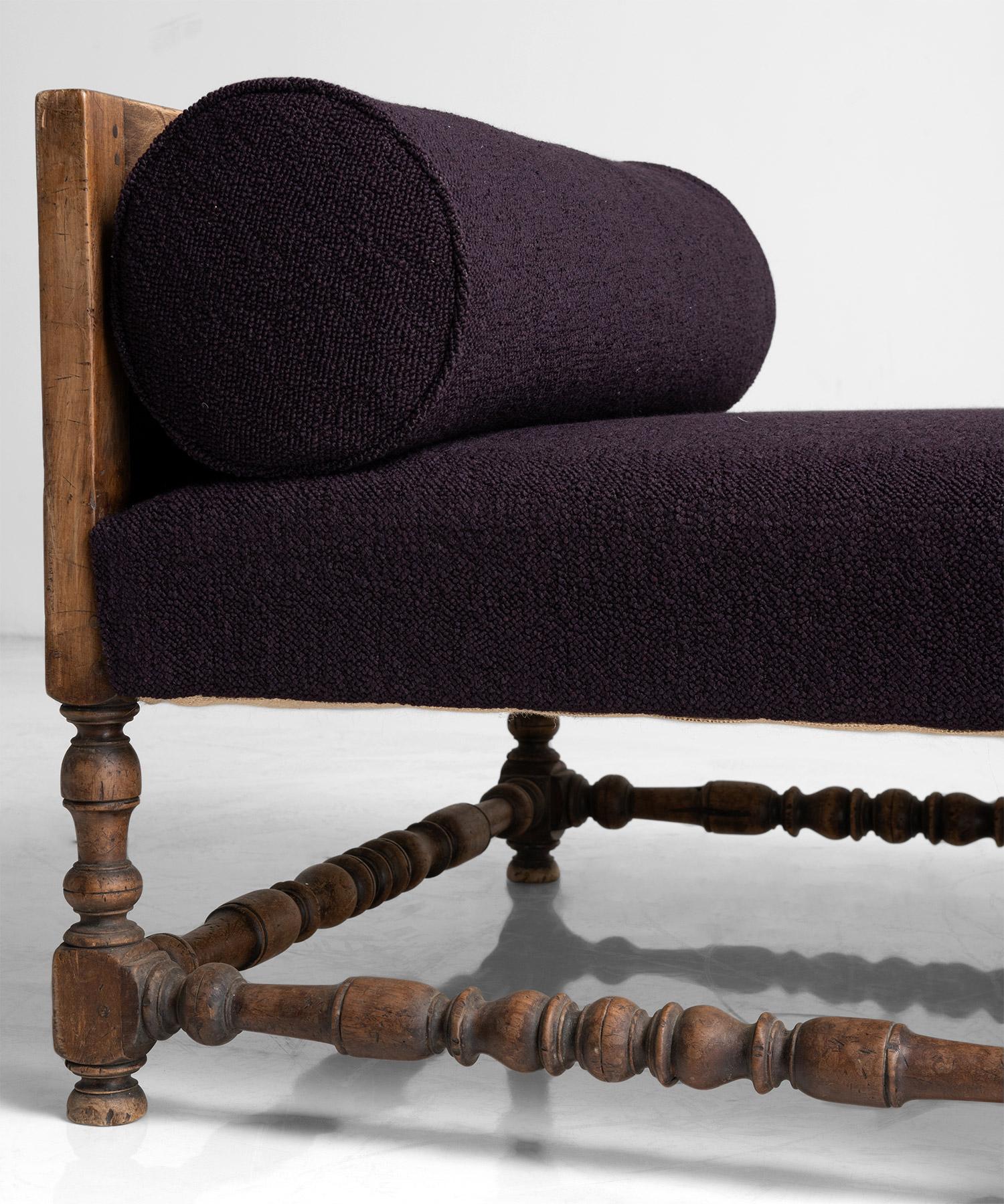 Daybed with Carved Walnut Frame, France, circa 1890 For Sale at 1stDibs