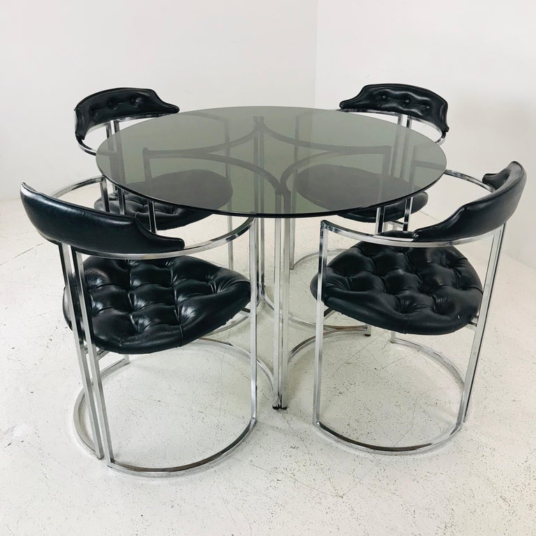 Daystrom Dining Chairs and Table with Smoked Glass at 1stDibs