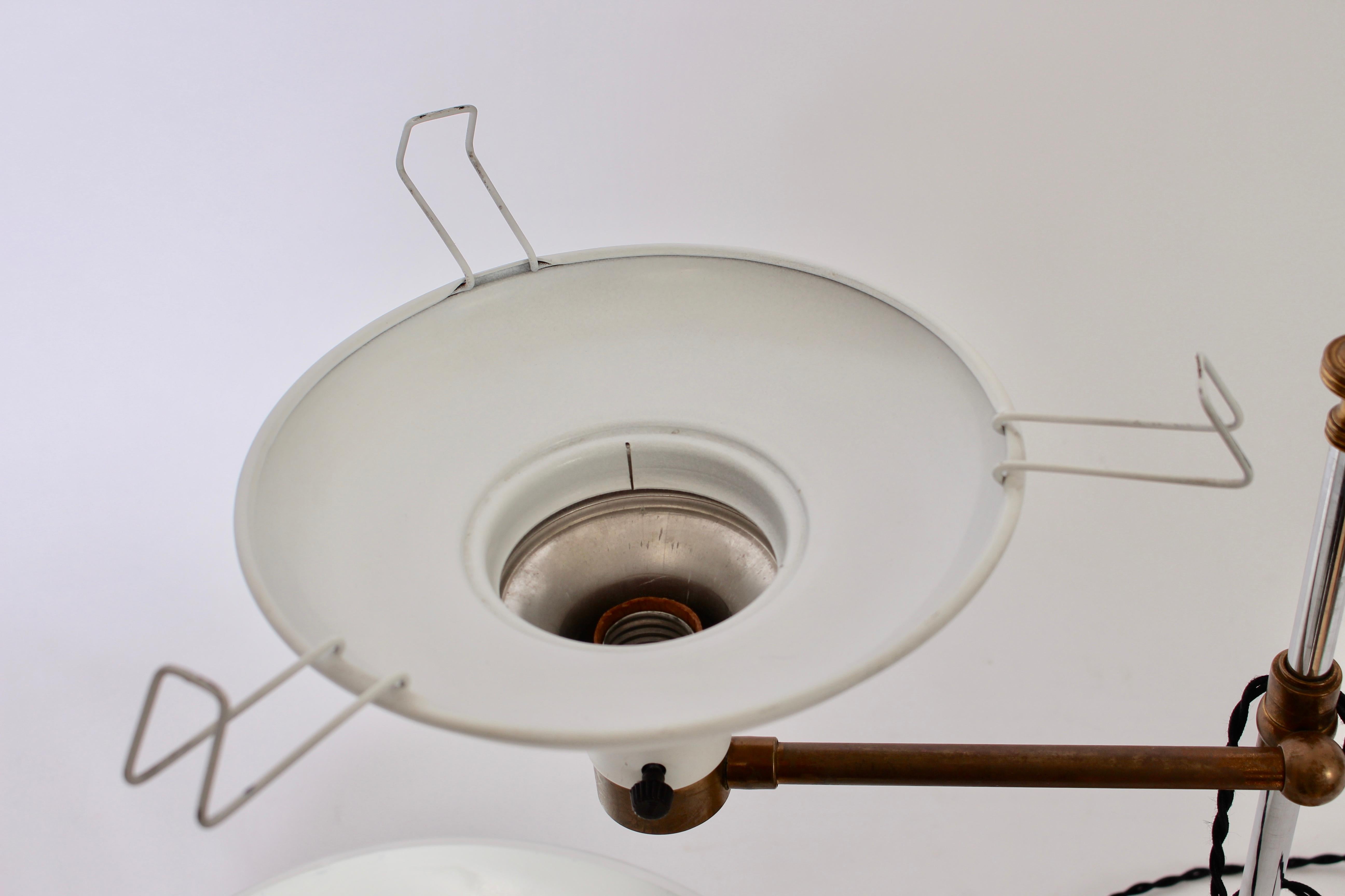 Dazor Swing Arm Brass Desk Lamp with White Reflector Shade, 1940s For ...