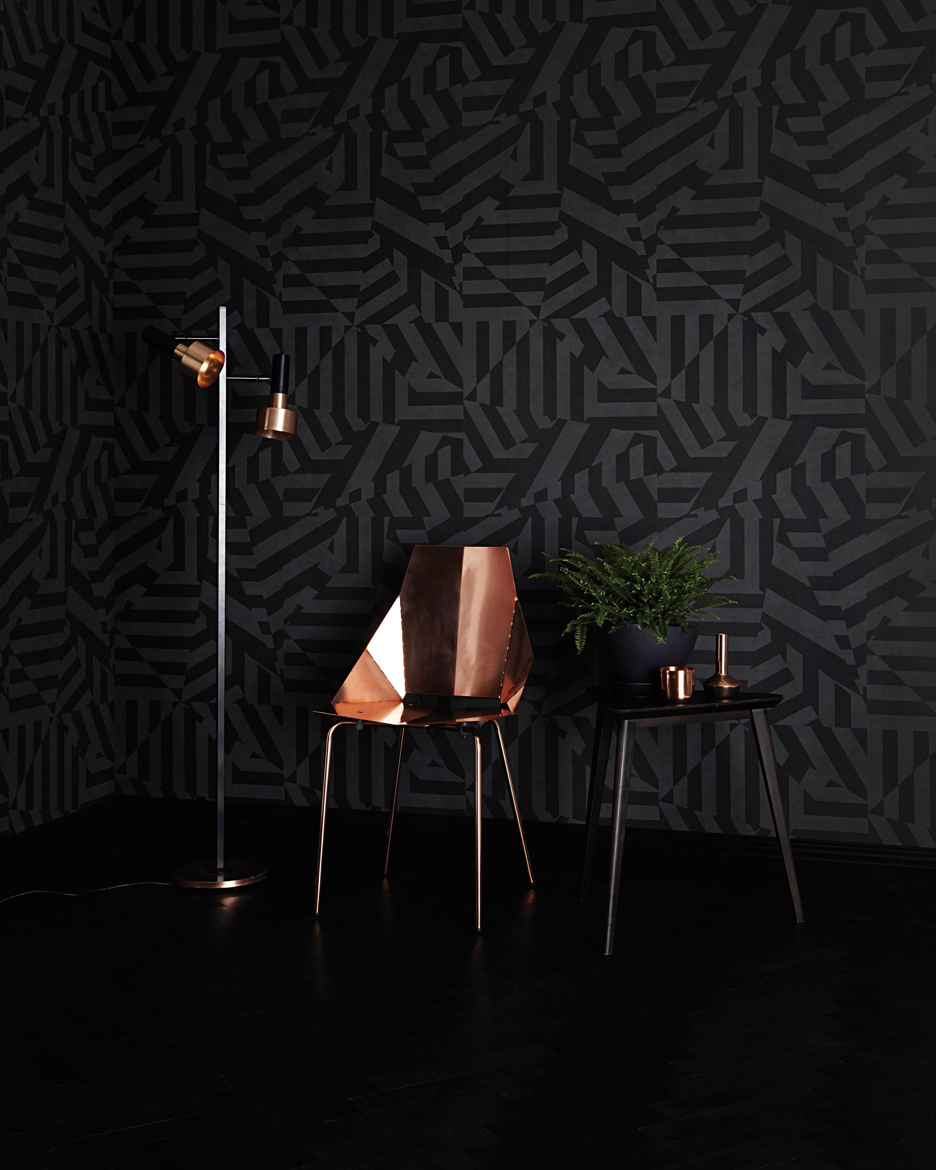 Dazzle Wallpaper in Charcoal by 17 Patterns For Sale at 1stDibs