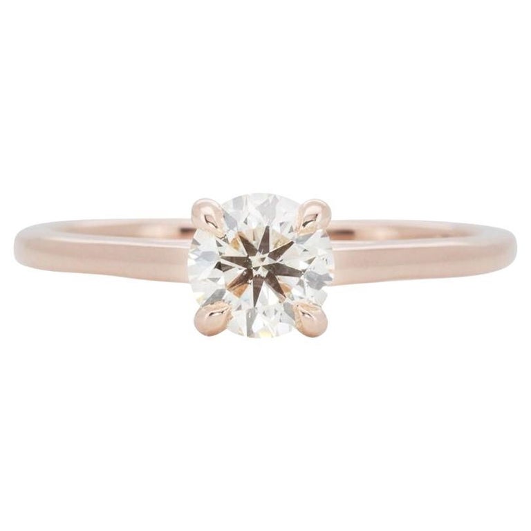 Dazzling 14K Rose Gold Solitaire Ring 0.7 ct Natural Diamond For Sale ...