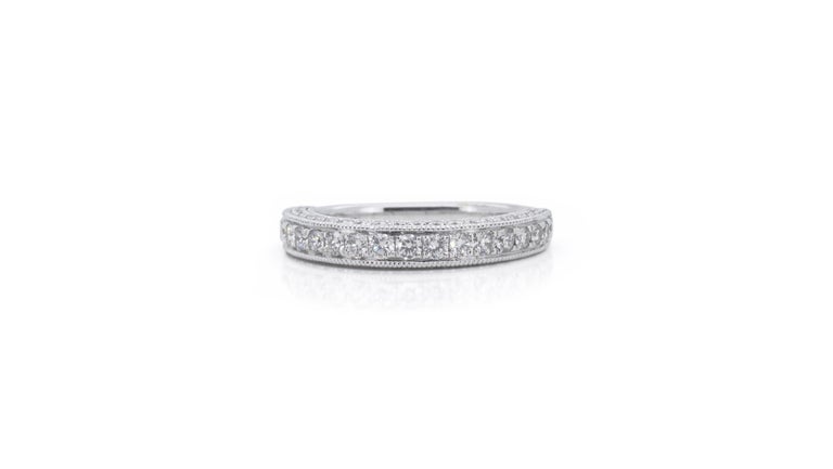 Dazzling 14k White Gold Pave Band Ring with 0.82 Carat Natural Diamonds ...
