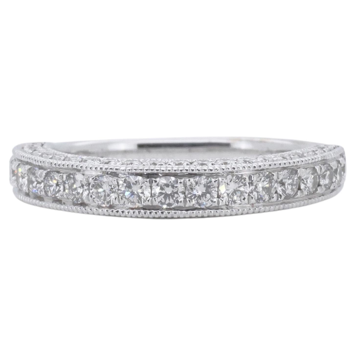 Dazzling 18k White Gold Pave Thin Band Ring with 0.18ct Natural ...
