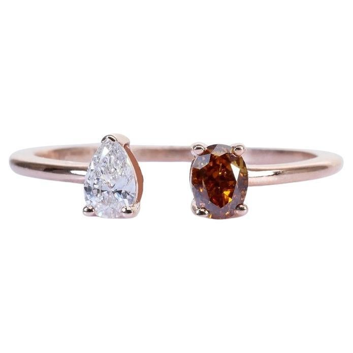 Stunning 18k Rose Gold 3 Stone Ring w/ 0.43ct Natural Diamonds, AIG ...