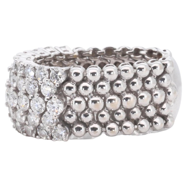 Dazzling 18k White Gold Dome Ring with 1.6 Carat Natural Diamonds For ...