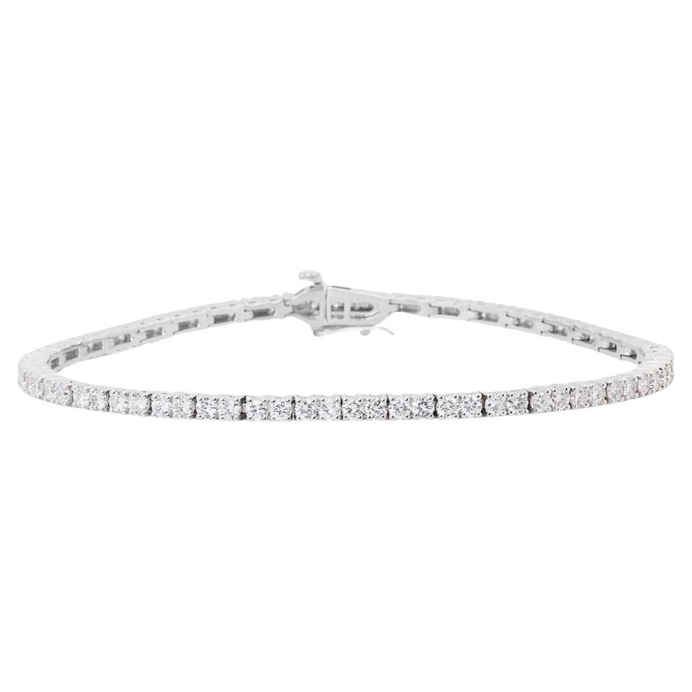 Dazzling 18k White Gold Tennis Bracelet With 3 15 Ct Natural Diamonds